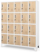 Skříň s 20 uzamykatelnými boxy, bílá/dub sonoma, 1360x1720x450 mm: ROBERT Eco Design