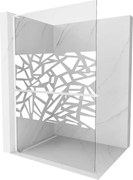 Mexen Kioto+ L, sprchová zástěna Walk-In s poličkou a věšákem 100 x 200 cm, 8mm čiré sklo bílý vzor, bílý profil, 800-100-123-20-85