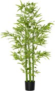 HOMCOM Velká Umělá Bambu 150 cm - Plastová Bambu Umělé Rostliny s Umělým Mechem v Květináči pro Obývací Pokoj, Ložnici a Zahradu | Aosom