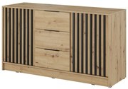 Komoda Nelly 3D, černé lamely, dub artisan