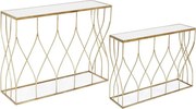 Konzolové stolky v sadě 2 ks se skleněnou deskou ve zlaté barvě 33x104 cm Elenor – Bizzotto