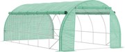 Outsunny Poly Tunnel Skleník 6 x 3 x 2 m S Rolovacími Kryty UV Ochrana Zelený Ocelový Rám | Aosom