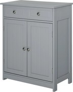 kleankin Úložný kabinet, Koupelnový kabinet, Skříň se 2 dveřmi a 2 zásuvkami - 60 x 30 x 75 cm - Šedá