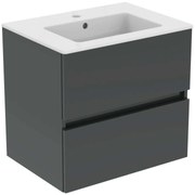 Ideal Standard Eurovit - Skříňka s umyvadlem, 55x60x44 cm, 2 zásuvky, lesklá šedá R0572TI