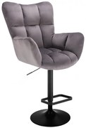LuxuryForm DESIGN Barové křeslo AURORA VELUR na černé kulaté podstavě - tmavě šedé