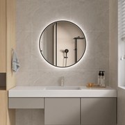 Erga Emma, kulaté LED zrcadlo 50cm, černý kovový rám, 1150 lm, 6500K, zadní osvětlení, ERG-V01-201-5050-BK