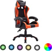 Herní židle s RGB LED podsvícením oranžovočerná umělá kůže 288002
