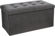 Velký pouf s odkládací přihrádkou v šedé barvě, pouf na chodbu, pouf na pokoj, skládací pouf, sedadlo, pouf
