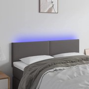 Čelo postele s LED šedé 144x5x78/88 cm umělá kůže