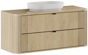 Závěsná skříňka Ovalia River s deskou a umyvadlem 120 cm dub Cremona