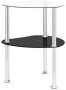 322786 2-Tier Side Table Transparent & Black 38x38x50cm Tempered Glass