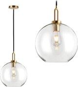 Toolight Toolight, skleněné kulové závěsné stropní svítidlo 25 cm APP630-1CP, zlatá, OSW-05635