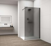 Polysan Esca - Sprchová stěna Walk-In 100x210 cm, Antidrop, kouřové matné sklo/matná černá ES1410-02