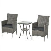 Zahradní ratanový nábytek Outsunny, s bočním stolkem, bistro set, 3-dílná sada balkónového nábytku, zahradní ratanová souprava, sedací souprava, 60x5…