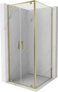 Mexen Exo, výklopná sprchová kabina, dveře 110 cm + boční stěna 110 cm, transparentní sklo, zlatá, 8182-110-110-50-00