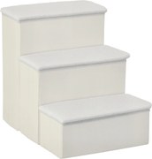 PawHut Schody pro domácí mazlíčky, skládací 3 stupně se storage pro kočky a psy, MDF Bílá 40 x 54 x 48 cm | Aosom