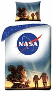 Halantex Bavlněné povlečení 140x200 Nasa cosmos kosmonauti raketa 5995 povlak na polštář 70x90 astronaut planety hvězdy kosmická loď mládež