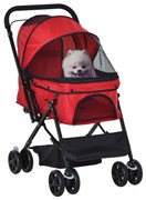 PawHut Kočárek pro psy Oxford Red 76,5x52x95cm Malí psi a kočky