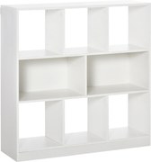 HOMCOM Knihovna s 8 Přihrádkami, Moderní Policový Stojan do Obývacího Pokoje, Ložnice, Kanceláře 97,5x30x100 cm Bílý | Aosom