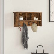 věšák, nástěnný, 3 poličky, háčky, kompozitní dřevo, 26x50x16 cm, kouřový dub, Dekorino TK20260020