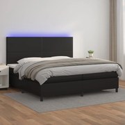 Box spring postel s matrací a LED černá 200x200 cm umělá kůže 3135843