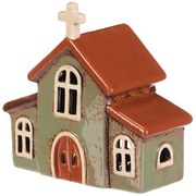 Autronic Domeček keramický - kostelík, na čajovou svíčku, zelený