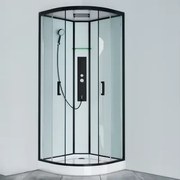 GLASS 90x90x225 Černý Masážní sprchový box čtvrtkruhový