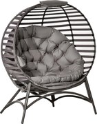 Outsunny papasan zahradní židle 2 koše polštáře oválné lounge křeslo skládací balkon terasa písek hnědá ocel 118x75x139cm | Aosom