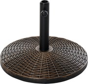 Outsunny stojan na slunečník 25 kg držák na slunečník ratanový vzhled stojan s košem na slunečníky Ø35/Ø38/Ø48 mm antický bronz Ø53 x 40 cm |