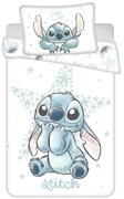 Jerry Fabrics Bavlněné povlečení 100x135 Lilo a Stitch bílá modrá povlak na polštář 40x60 JF24