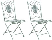 Kovová skladací židle Sibell (SET 2 ks) - Zelená antik
