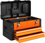 Box na nářadí prázdný, 49,7 x 25,3 x 28,9 cm Box na nářadí se zásuvkou, mini box ocelový oranžový
