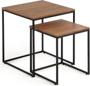 Odkládací stolky v sadě 2 ks s deskou v dekoru ořechového dřeva 45x45 cm Yoana – Kave Home