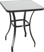 Zahradní stůl Outsunny Bistro s tvrzeným sklem + kov Černý L68,5xW68,5xH84cm | Aosom