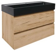 Koupelnová skříňka 2 zásuvková s umyvadlem SAT B-Way 99x50x45 cm dub mat BWAY2100OAKU2BB