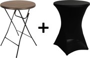 AKCE! Bistro stolek koktejlový průměr 80 cm - IMITACE RATANU BSTL80R Barva ubrusu: ČERNÁ / BLACK
