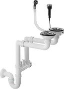 Gamma Gamma, 2-komorový automatický sifon pro granitové dřezy s kulatým přepadem, chromová, GMA-1A22CH