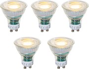 Sada 5 stmívatelných LED žárovek GU10 50 mm čirá 2,5 W 450 lm 2700 K