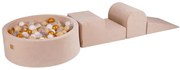 Krémové sametové pěnové hřiště 4 ks výška 30 cm 225x90 cm Montessori – Meowbaby