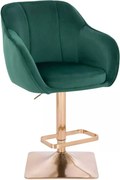 LuxuryForm DESIGN Barová židle AVOLA VELUR na zlaté hranaté podstavě - zelená