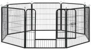Juskys Ohrádka z kovu s dvojitými uzamykatelnými dveřmi - 8-dílná ,156 × 156 × 80