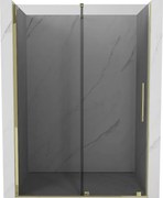 Mexen Velar, posuvné sprchové dveře do otvoru 140 cm, 8mm šedé sklo, zlatá lesklá, 871-140-000-41-50