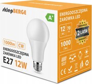 BERGE LED žárovka - MILIO - E27 - A60 - 12W - 1000Lm - studená bílá