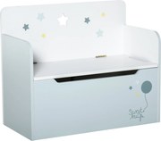 HOMCOM Dětská dřevěná úložná lavice 2v1 s opěradlem pro děti ve věku 3-6 let, 60x30x50 cm, světle modrá | Aosom