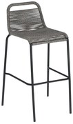 Šedá barová židle s ocelovou konstrukcí Kave Home Glenville, výška 74 cm