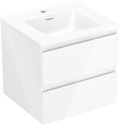 Mexen Orio, koupelnová skříňka 50 cm s umyvadlem Otis, 2 zásuvky, bílá lesklá, 91A10-05047-2-BFF00-W18M00