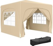 Outsunny Pavilon 3x3m, Voděodolný Stabilní Zimní Skládací Pavilon, UV Ochrana 50+, Skládací Party Stan se 4 Bočními Panely a Taškou pro Camping do Zah