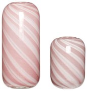 Sada 2 růžovo-bílých skleněných váz Hübsch Candy