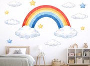 Duha pro děti textilní přelepitelná samolepka na zeď arch 46 x 24 cm