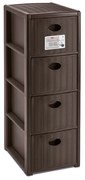 STEFANPLAST Úložný plastový regál Elegance Slim, 4 zásuvky, hnědý